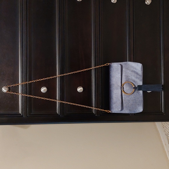 Street Level | Bags | Street Level Steely Blue Velvet Crossbody Bag ...